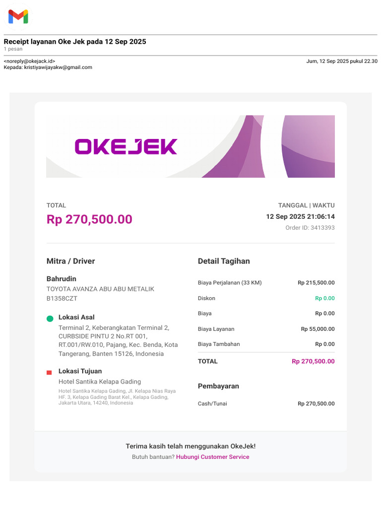 Gmail - Receipt Layanan Oke Jek Pada 12 Sep 2025 (2) | PDF