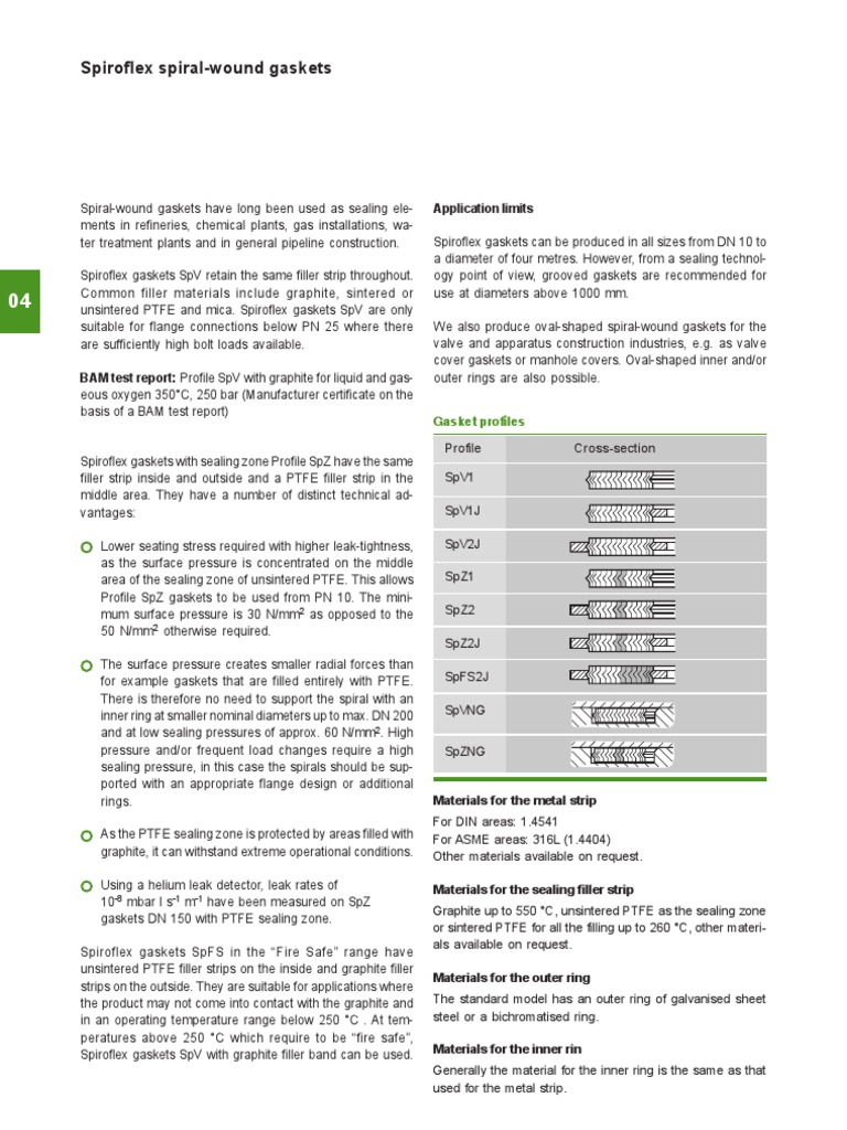 04 044 052 Spiroflex Spiral Wound Gaskets | PDF | Chemistry ...