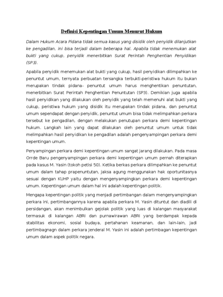 Definisi Kepentingan Umum dalam Hukum | PDF
