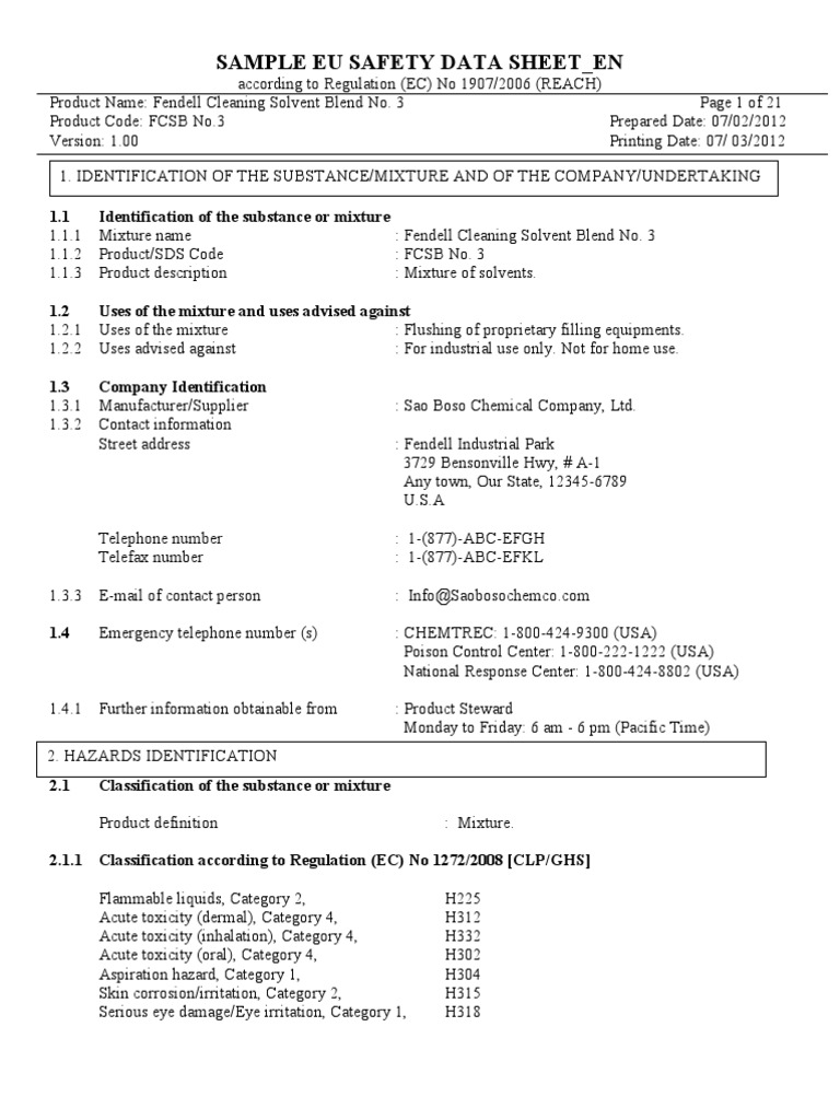 Amet, TM Sample Eu Ghs CLP Sds | PDF | Toxicity | Personal Protective ...