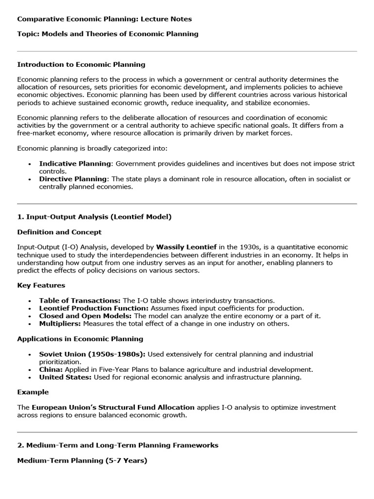 Unit2 Models and Theories of Economic Planning For BSED 3C Students ...