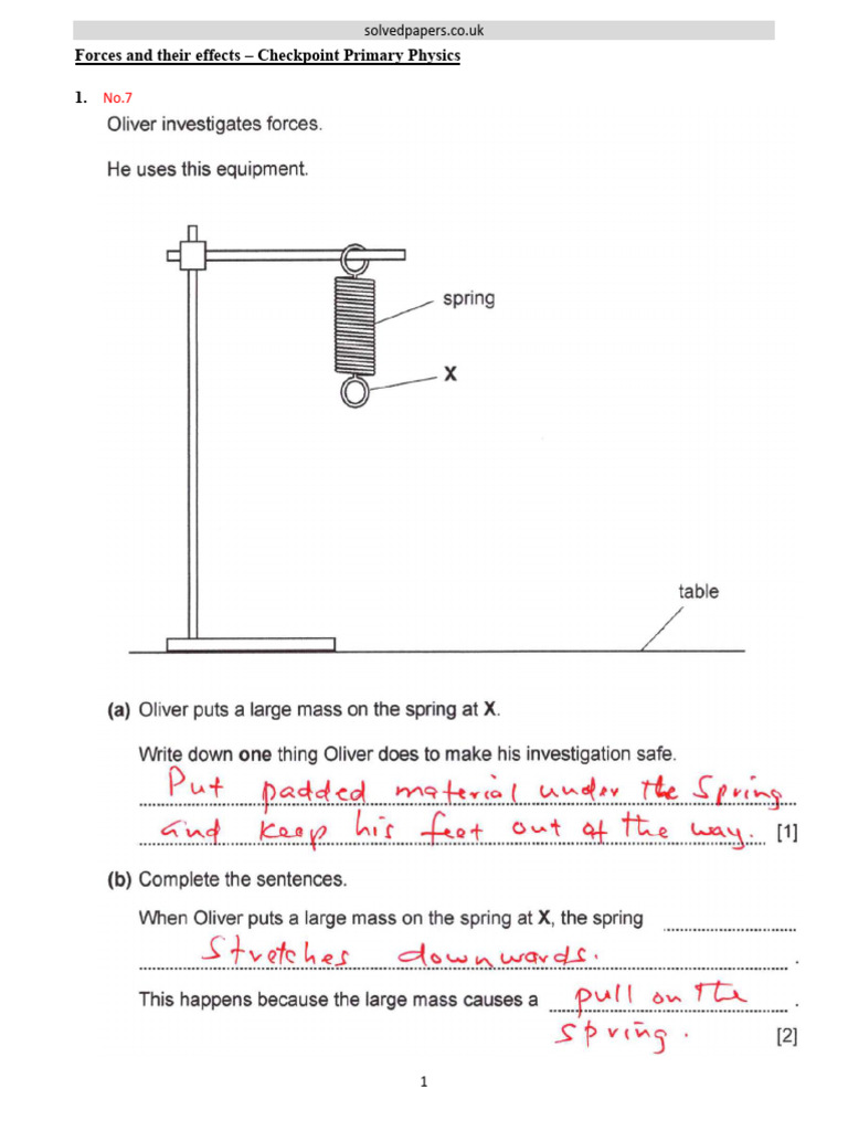 Sample Forces and Their Effects 378025 Checkpoint Primary Physics ...