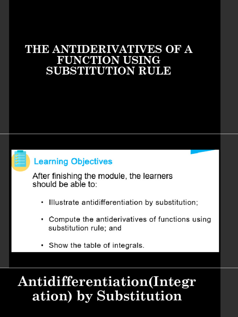 LESSON 4 Compute The Antiderivative of A Function Using Substitution ...