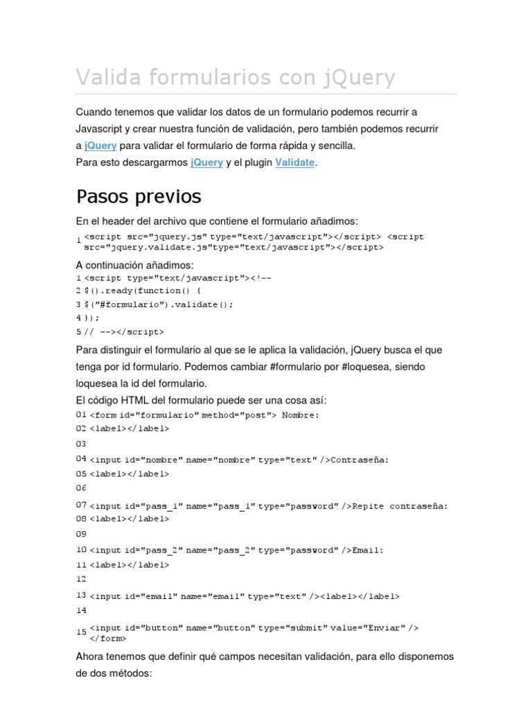 Valida Formularios Con Jquery | PDF | Contraseña | Script Java