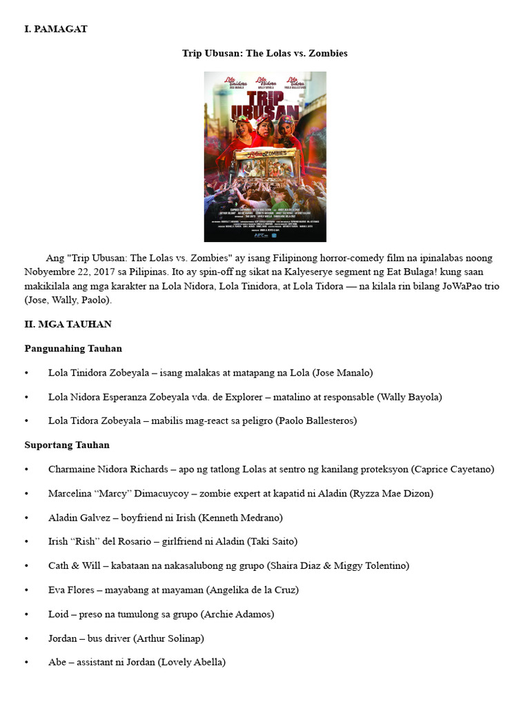 Trip Ubusan The Lolas Vs Zombies | PDF