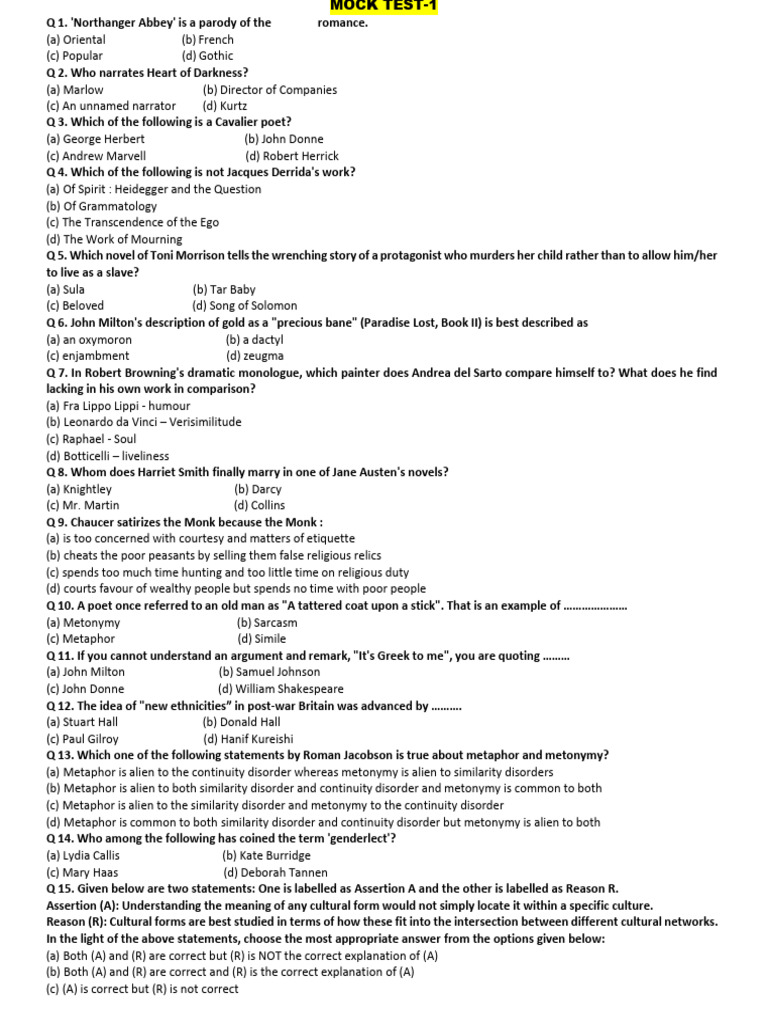 Eng Literature 10 Mock Test | PDF | Oresteia