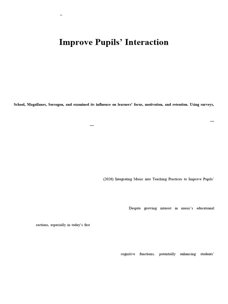 Integrating Music Into Teaching Practices To Improve Pupils ...