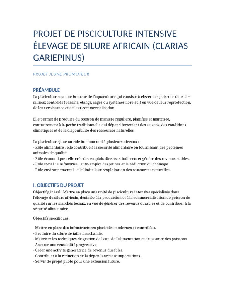 Projet Pisciculture Njik Fifen | PDF | Économie
