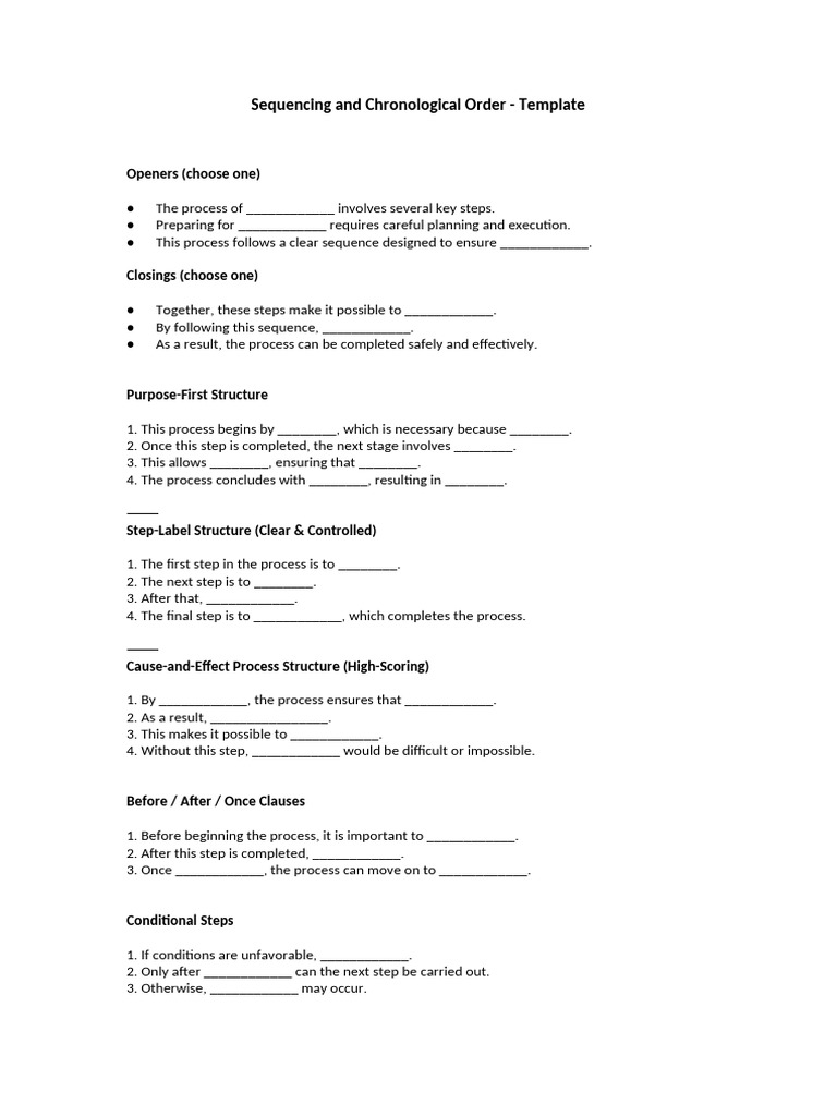 Sequencing and Chronological Order - Template | PDF