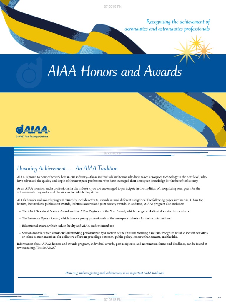 AIAA Honors: Awards and Recognition | PDF | Aerospace Engineering ...