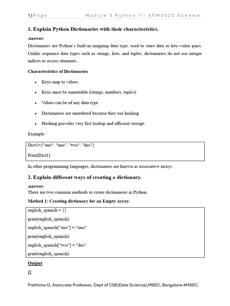 Module 3 Question Answer Notes Prathima G MSEC | PDF | Computer Data ...