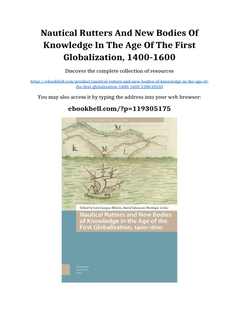 Nautical Rutters and New Bodies of Knowledge in the Age of the First ...