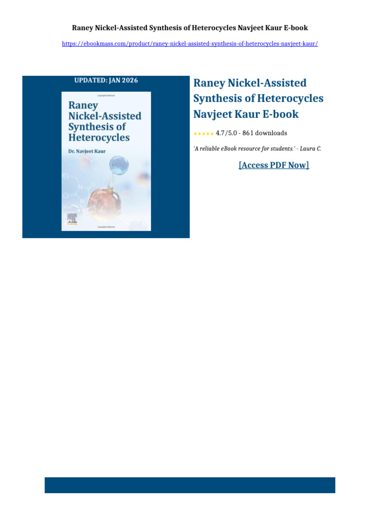 Raney Nickel-Assisted Synthesis of Heterocycles Navjeet Kaur ebook one ...