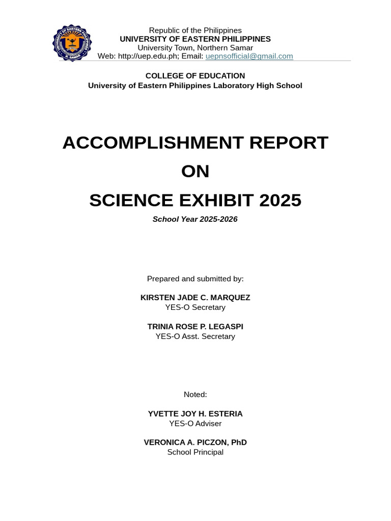Science Exhibit Accomplishment Report | PDF | Science | Creativity