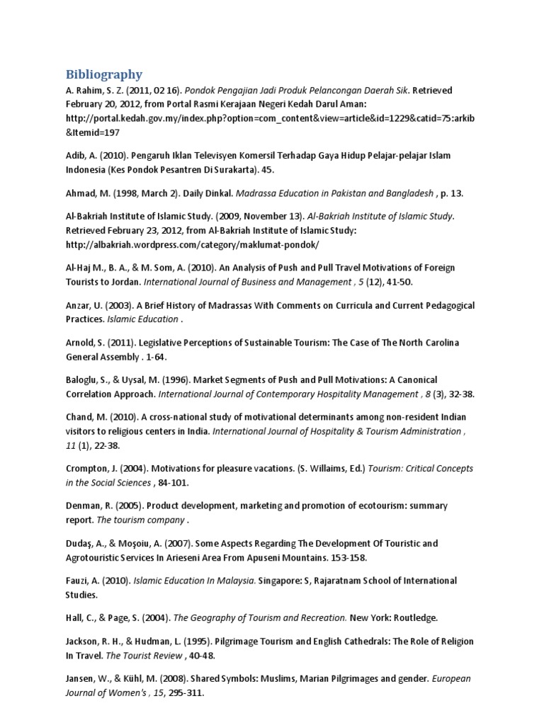 Bibliography | Tourism | Leisure