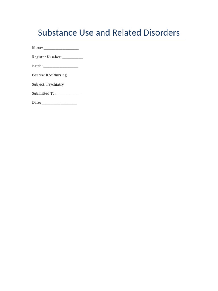 Substance Use Assignment | PDF