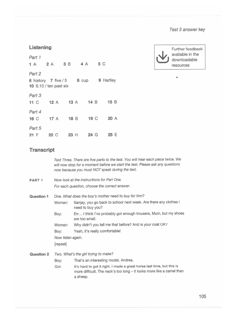 K2. Test 3 Listening KEY | PDF