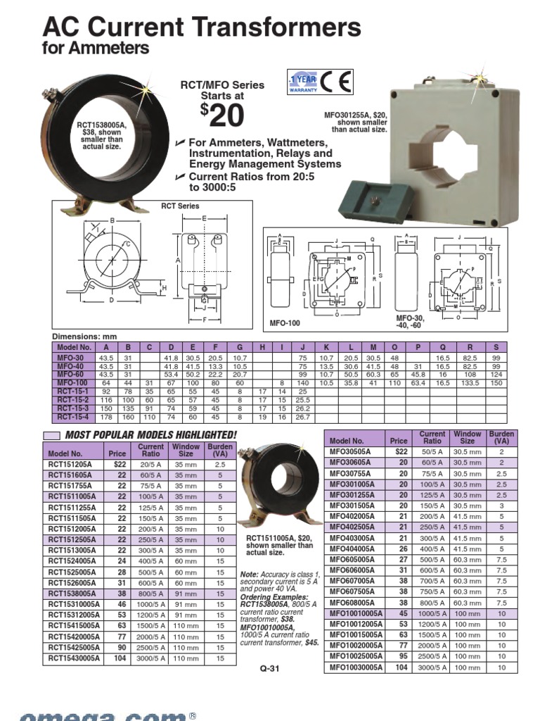 AC Current Transformers: For Ammeters | PDF | Flow Measurement ...