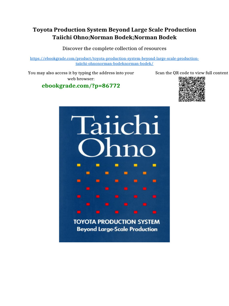 Toyota Production System Beyond Large Scale Production Taiichi Ohno ...