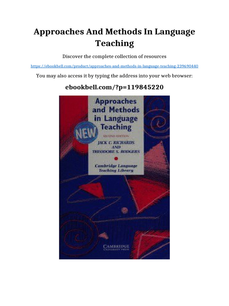 Approaches and Methods in Language Teaching Online PDF | PDF | Property