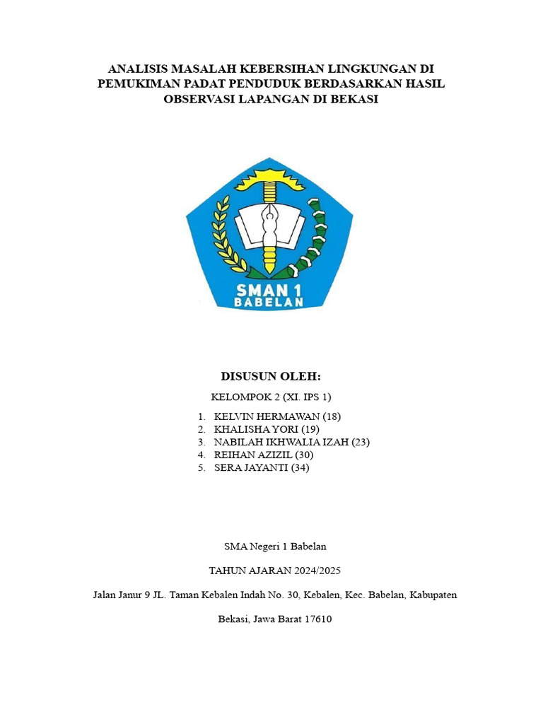 Analisis Masalah Kebersihan Lingkungan Di Pemukiman Padat Penduduk ...