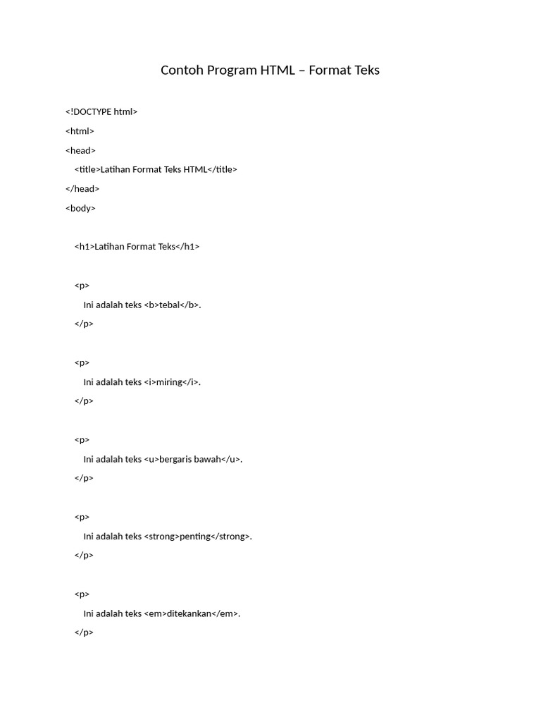 Contoh Program HTML | PDF
