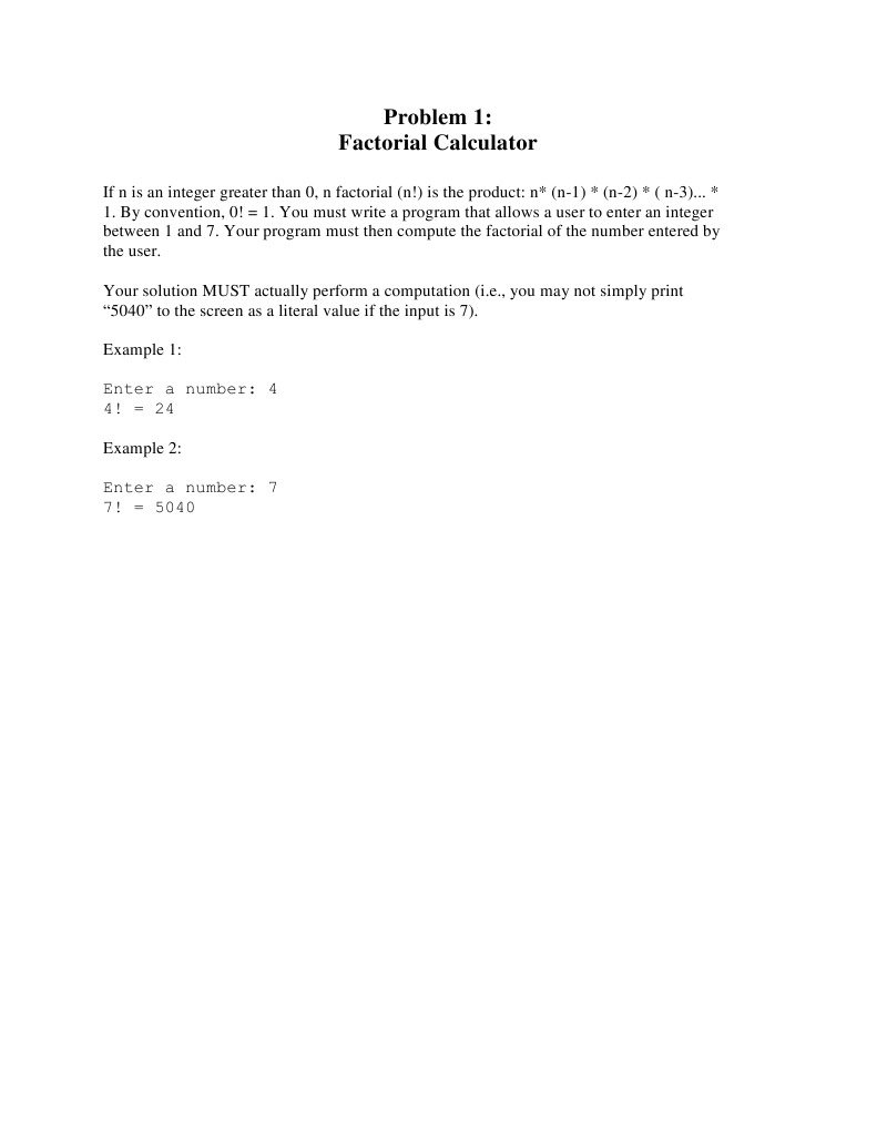 Factorial Calculator Program Guide | PDF