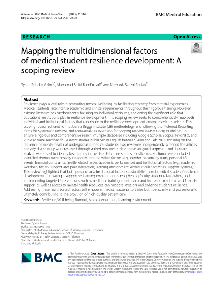 Mapping The Multidimensional Factors of Medical Student | PDF ...