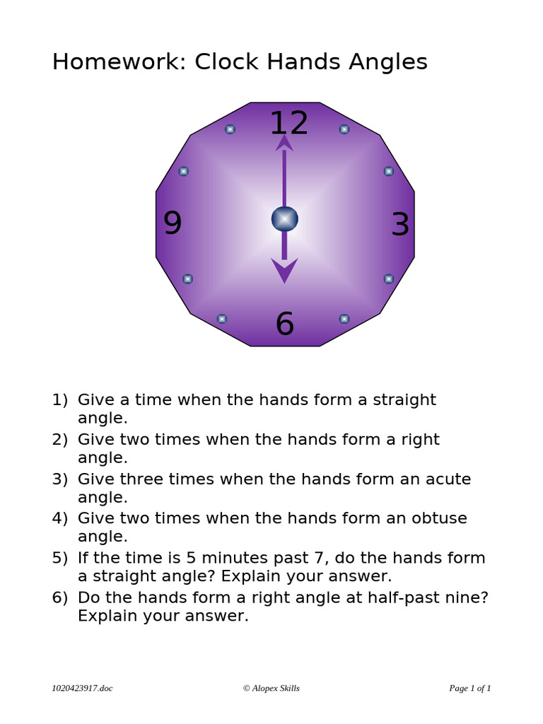 C-Clock Hand Angles | PDF