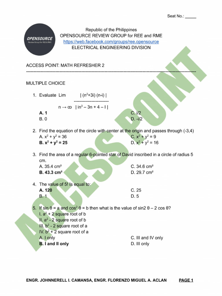 Math Refresher 2 | PDF