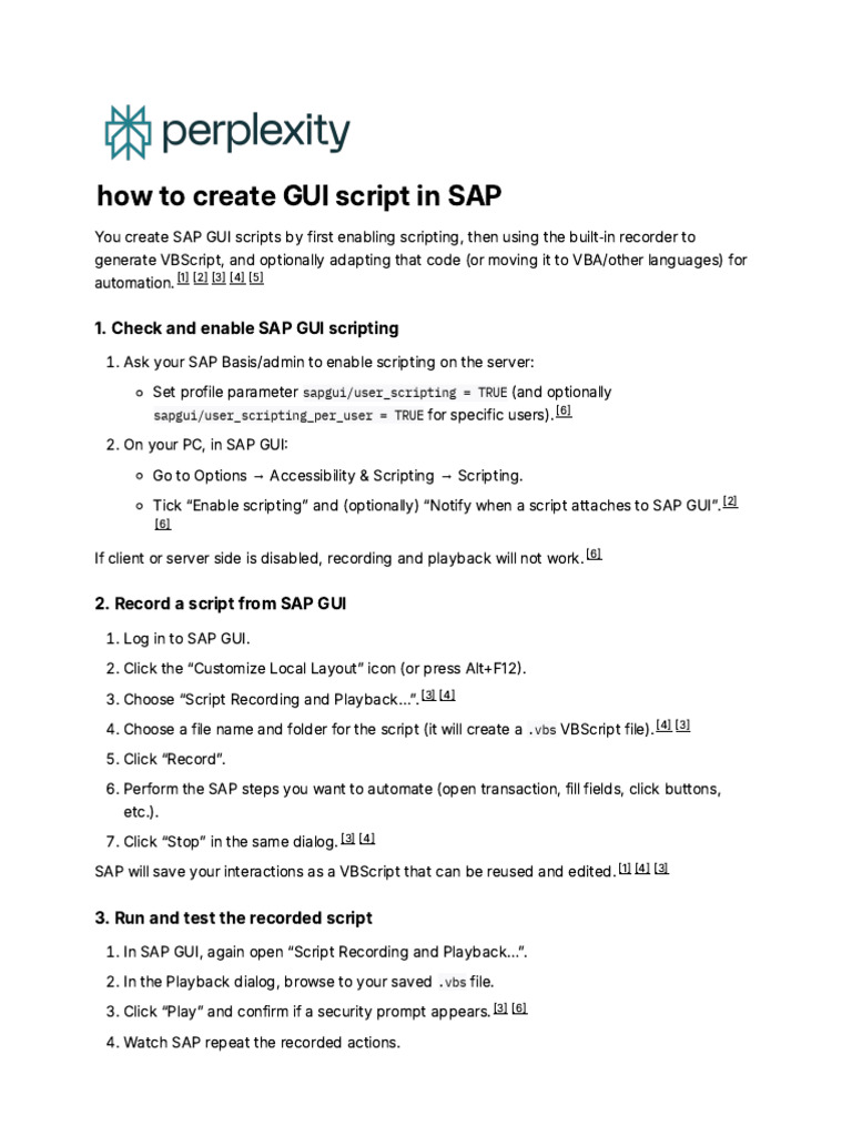 How To Create GUI Script in SAP | PDF | Scripting Language | Microsoft ...