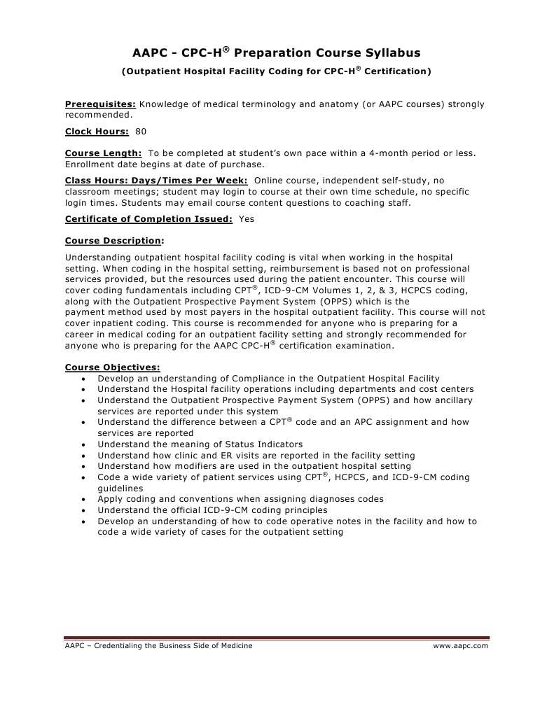 CPC H Preparation Course Syllabus 2011-11-10 1 | PDF | International ...