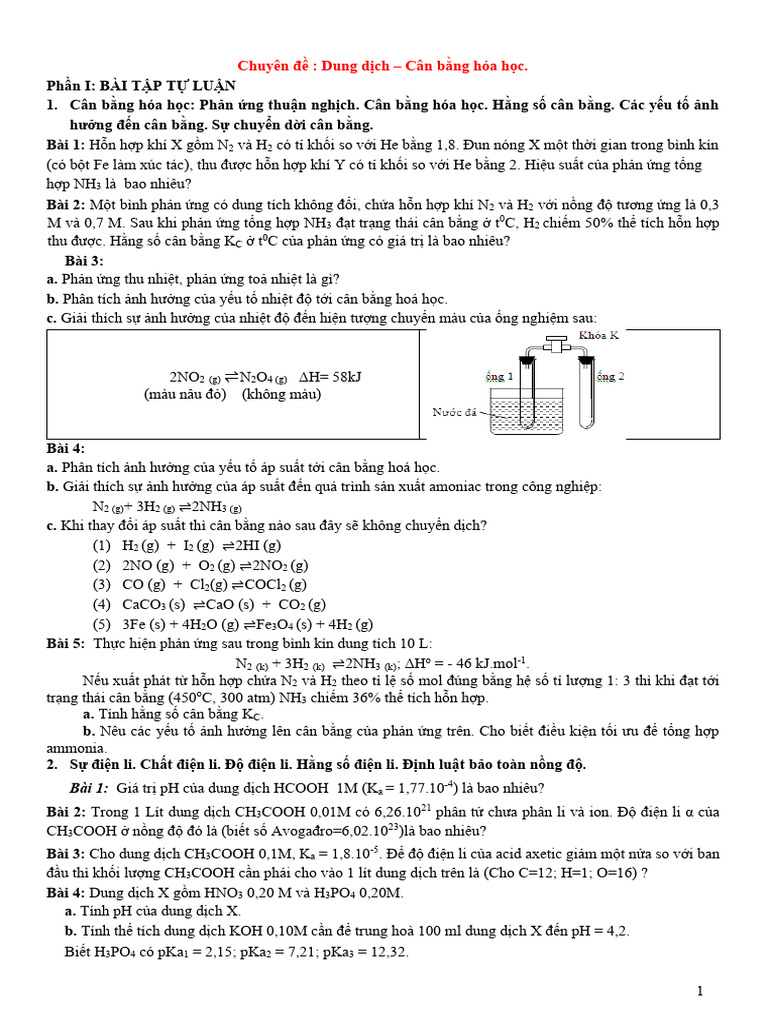 2. Bài Tập Dung Dich Can Bang Hoa Hoc Cho HS | PDF