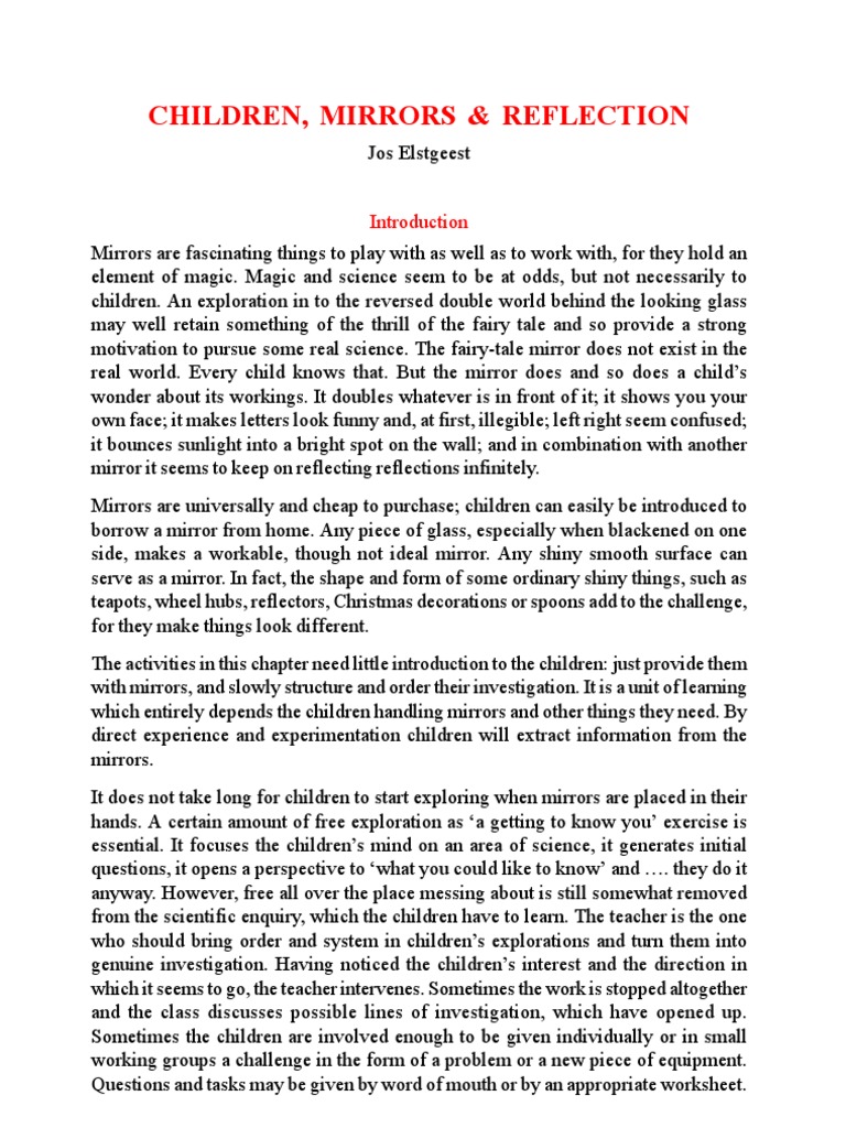 Children, Mirrors & Reflection | PDF | Mirror | Reflection (Physics)