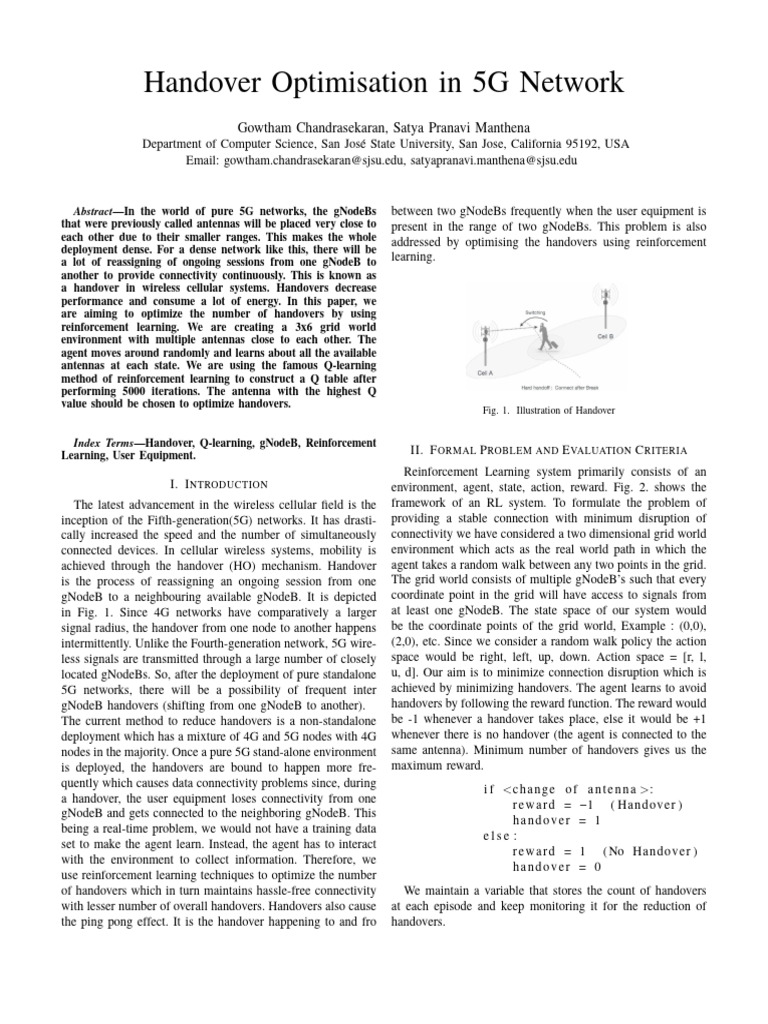 Handover Optimisation in 5G | PDF | Applied Mathematics | Algorithms