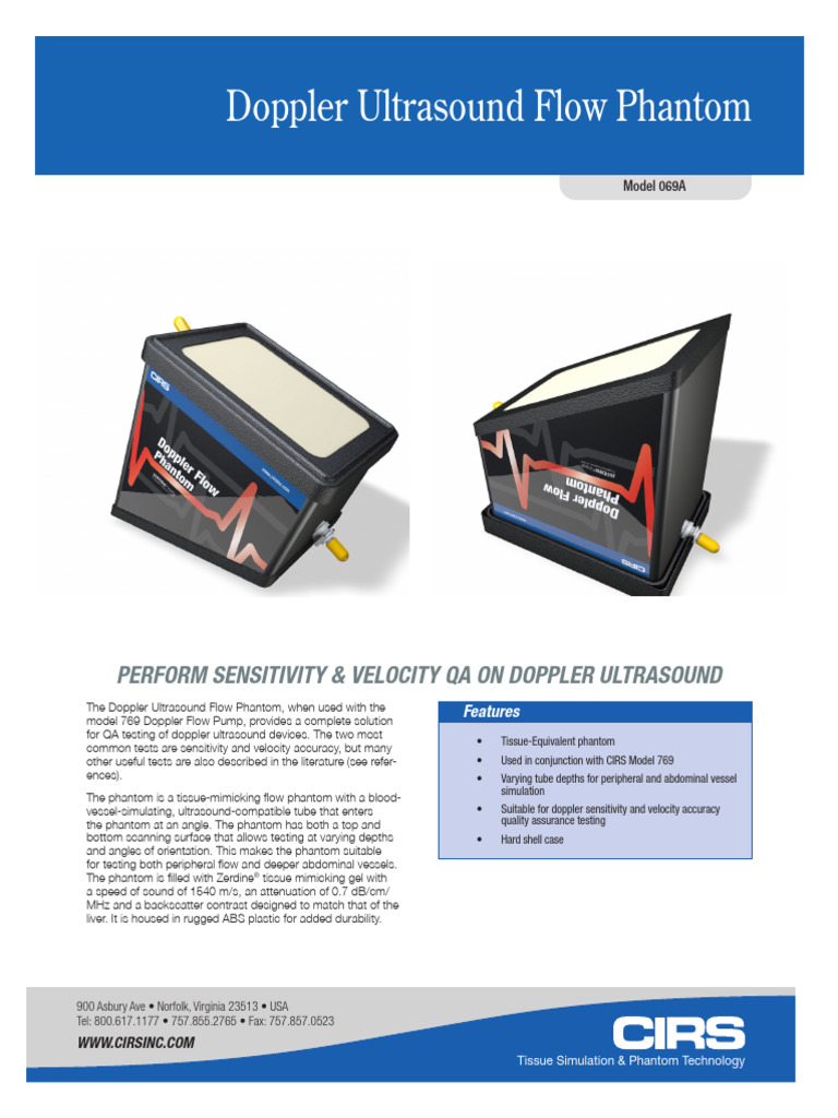 CIRS Datasheet - Doppler Ultrasound Flow Phantom | PDF | Medical ...