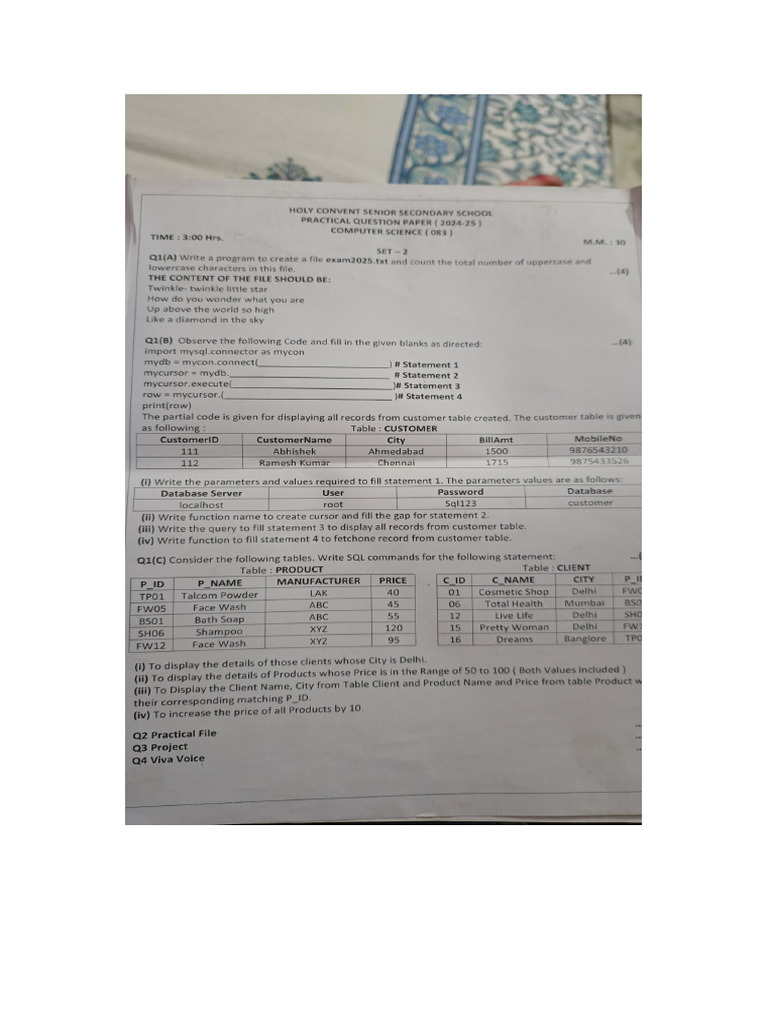 Computer Practical Question Paper | PDF