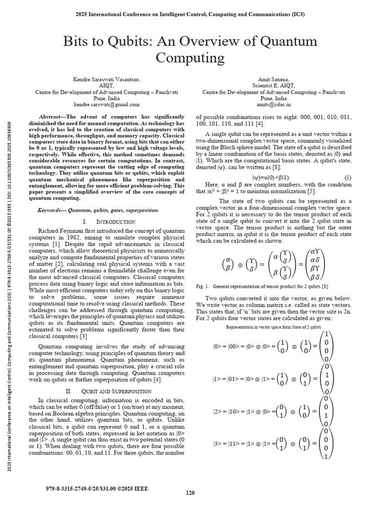 Bits To Qubits An Overview of Quantum Computing (2025) | PDF | Quantum ...
