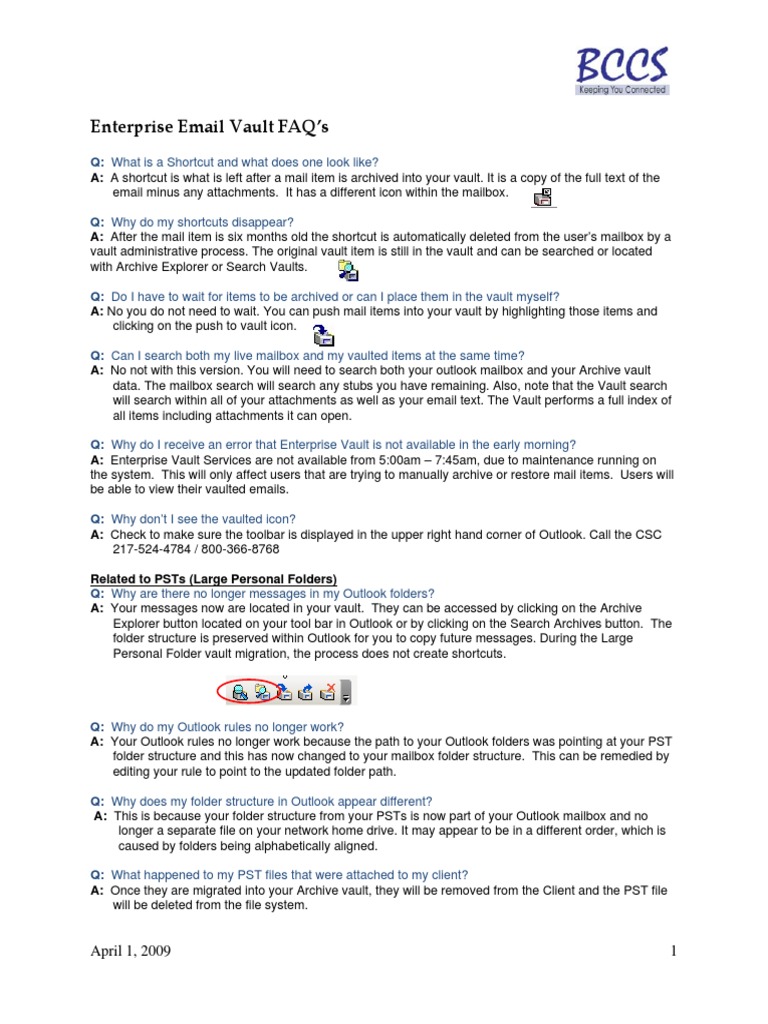 Enterprise Email Vault FAQs | PDF | Internet Explorer | Microsoft Outlook