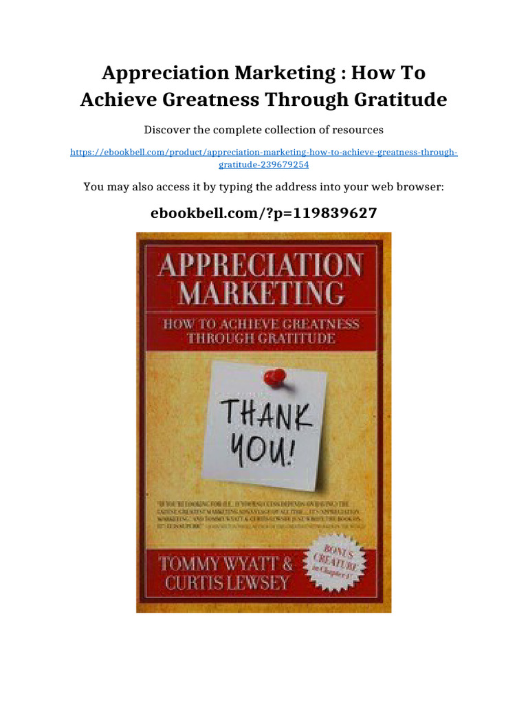 Appreciation Marketing: How To Achieve Greatness Through Gratitude ...