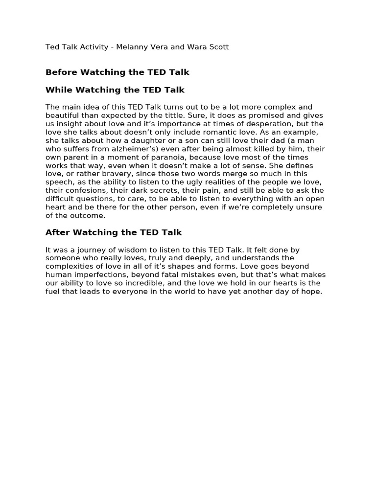 Ted Talk Activity | PDF