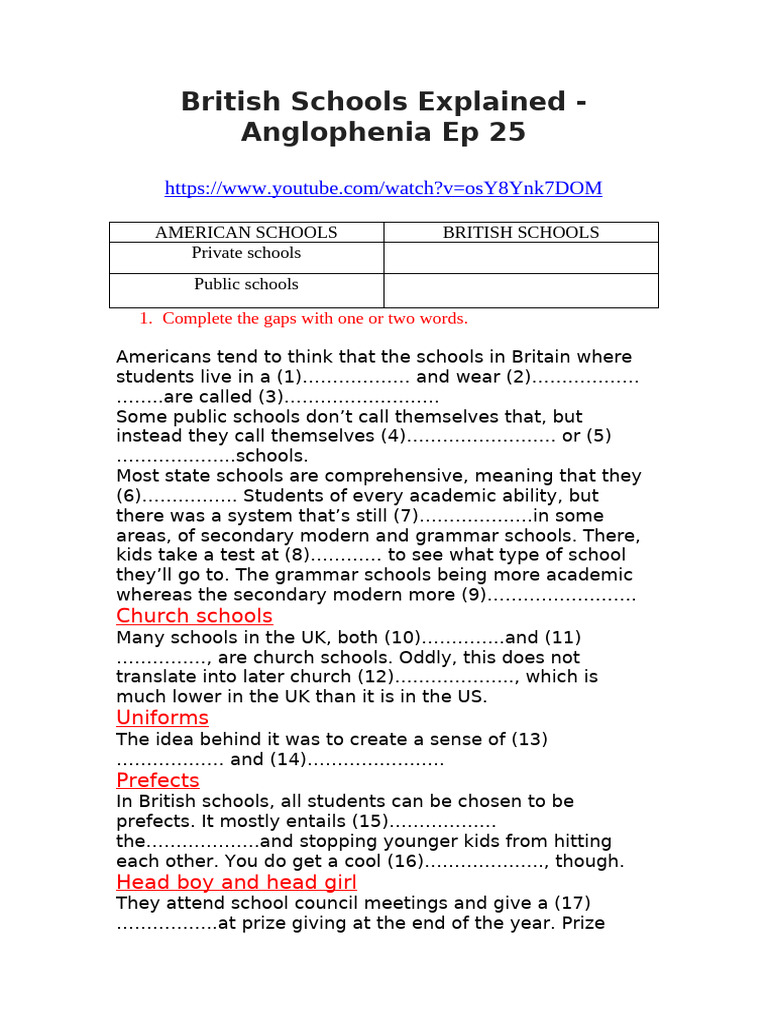 British Schools Explained Anglophenia Ep 25 77829 2 | PDF | Educational ...