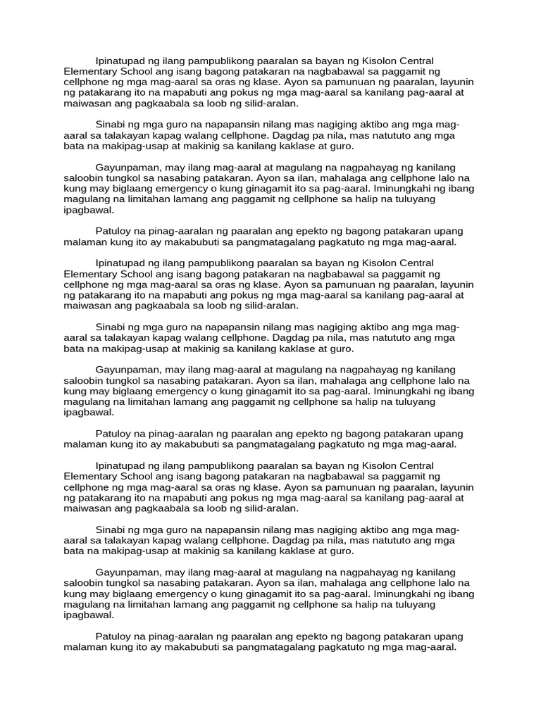 Ipinatupad NG Ilang Pampublikong Paaralan Sa Bayan NG Kisolon Central ...