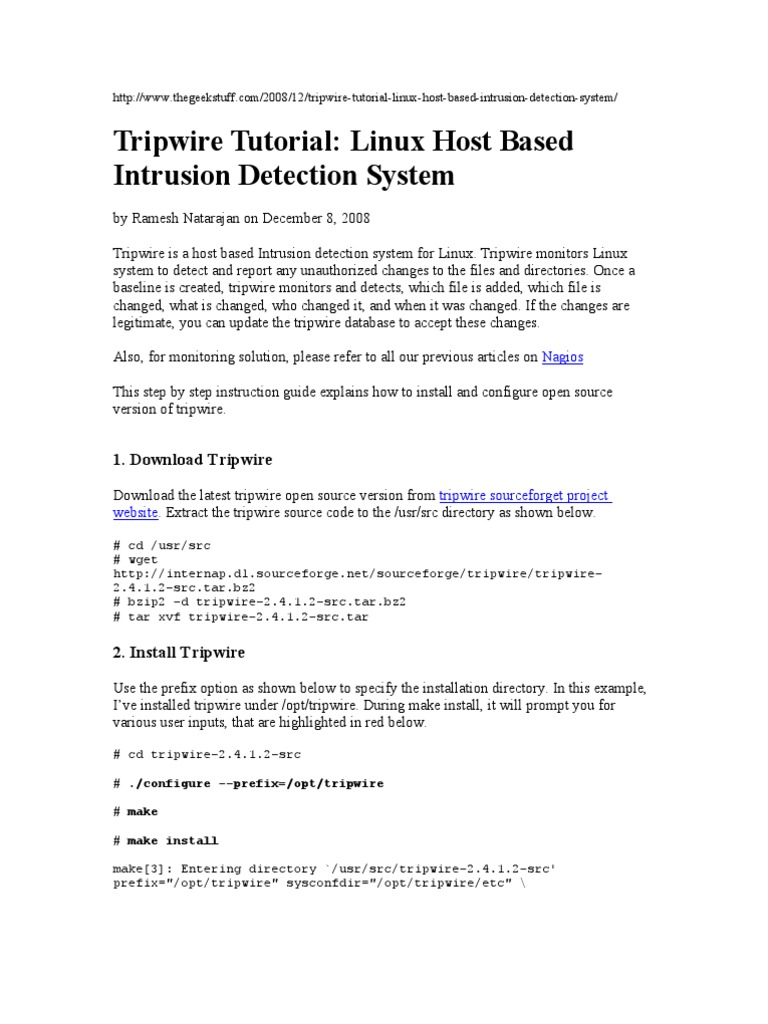 Tripwire Tutorial | PDF | Filename | Computer File
