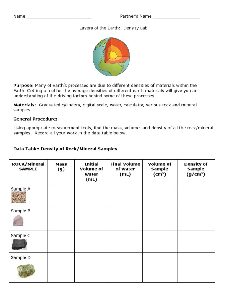 Layers of The Earth Density Lab Part 1 | PDF