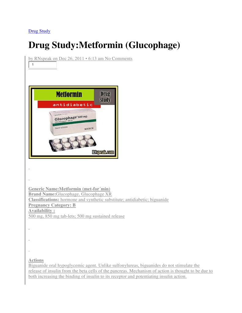 Metformin Drug Study Overview | PDF | Clinical Medicine | Drugs