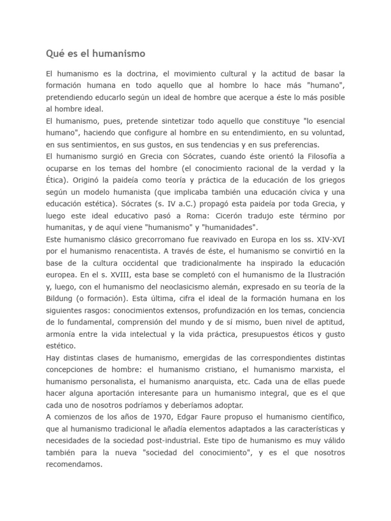 Humanismo Concepto | PDF