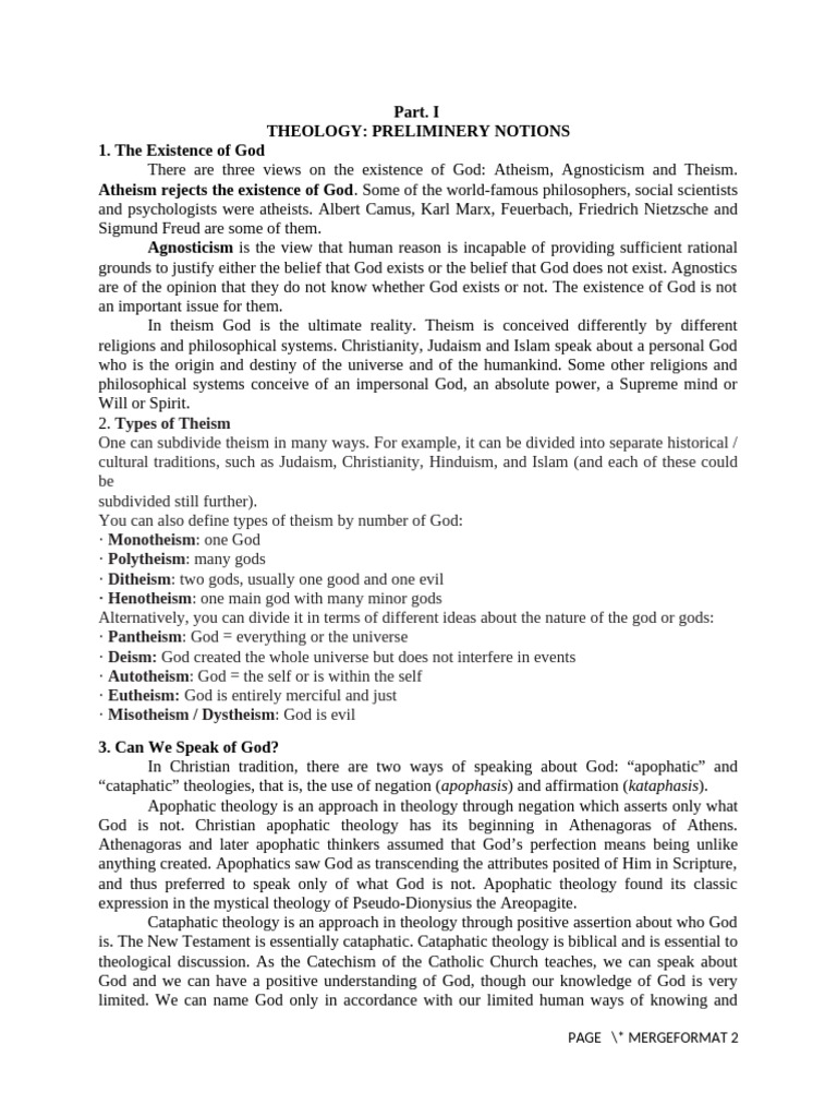 Introduction To Theology | PDF | Theism | Catholic Church