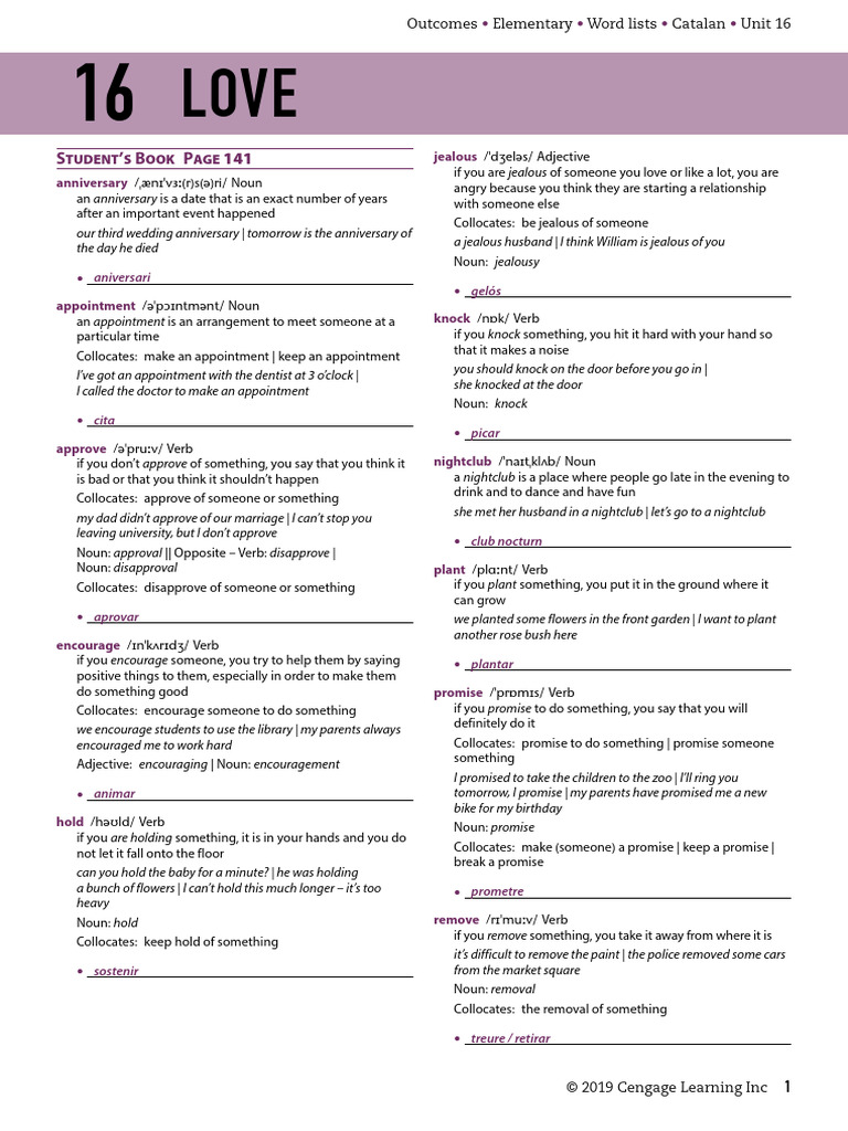 Outcomes Elementary Word Lists Catalan U16 | PDF | Adjective | Adverb