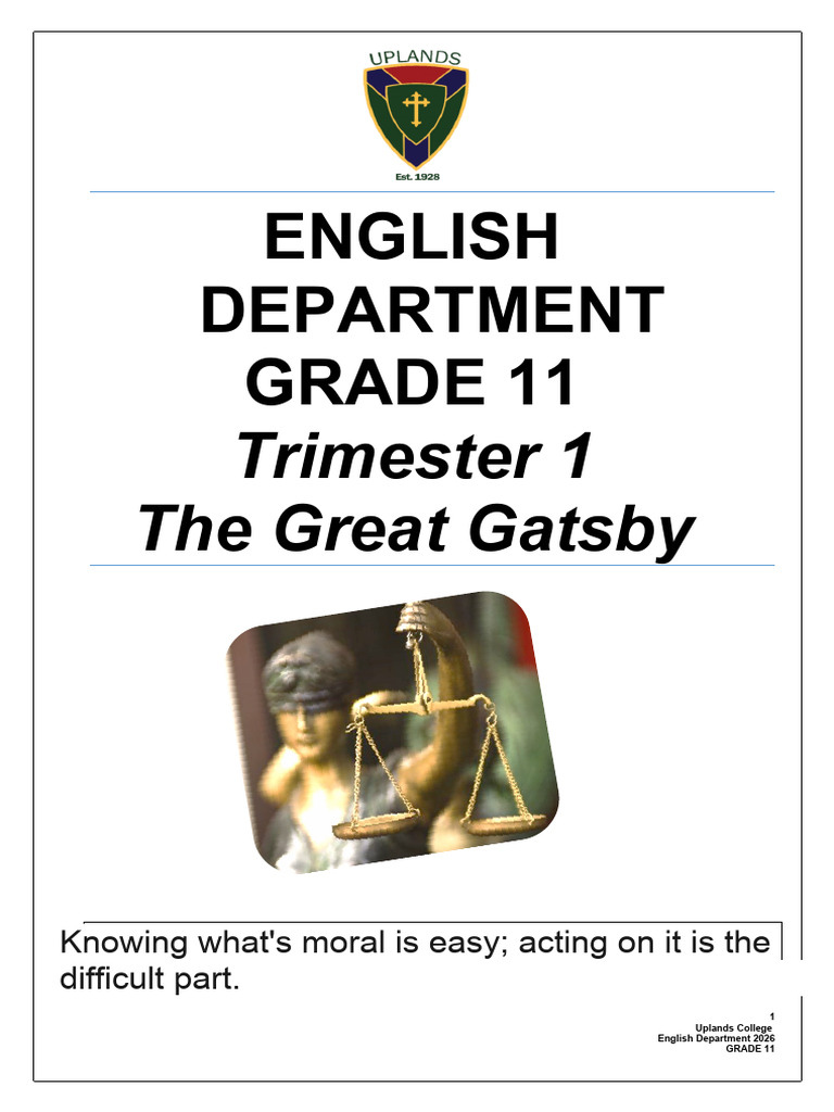 26 Trimester 1 LITERATURE WORKBOOK | PDF | F. Scott Fitzgerald | Zelda ...